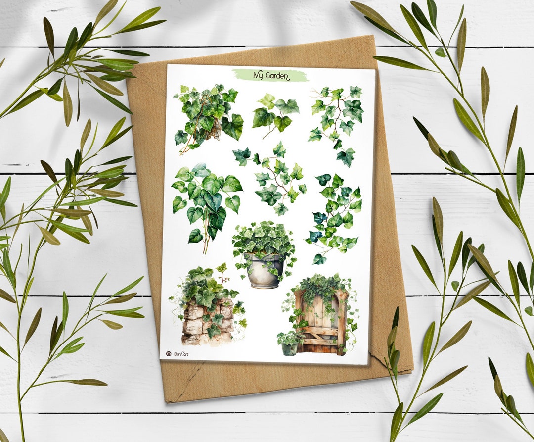 Ivy Garden Stickers. Green Ivy Sticker Pack. Plant Holiday Stickers ...