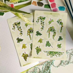 Ivy Stickers. Green Ivy Sticker Pack. Plant Holiday Stickers. Bullet ...