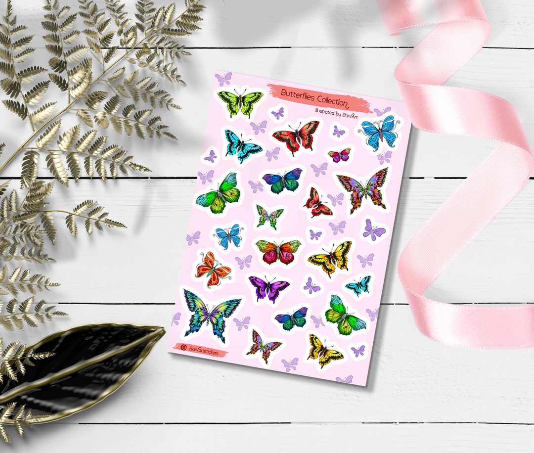 Butterfly Stickers. Butterflies Sticker Pack. Cute Insects Stickers ...