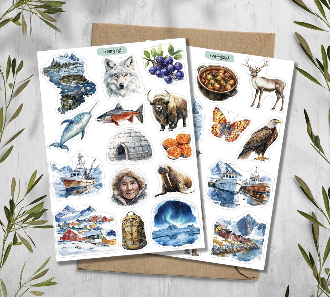 Greenland Travel Stickers: Denmark, North America Animals Scrapbook ...