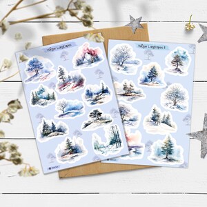 Winter Forest Stickers. Woodland Sticker Pack. Winter Landscape ...
