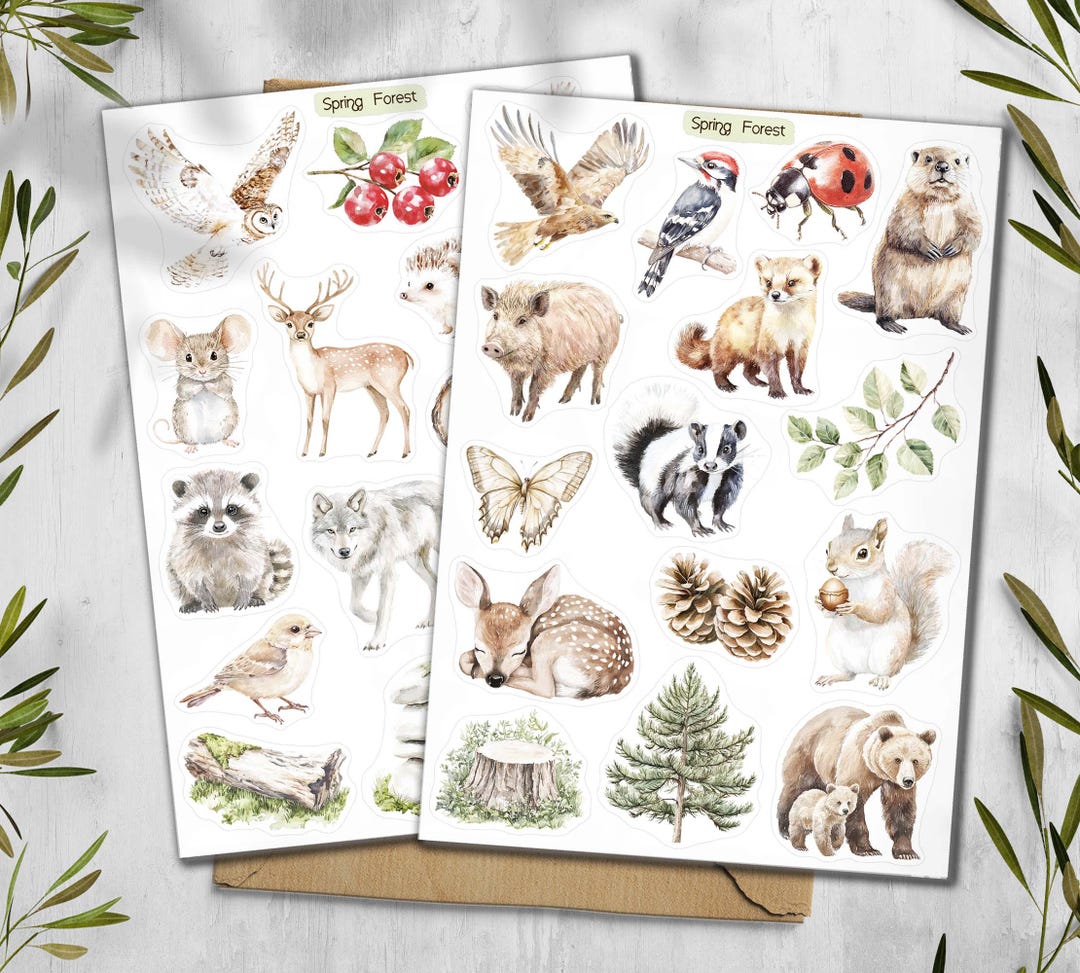 Spring Forest Stickers. Spring Animals. April Woodland Stickers. March ...