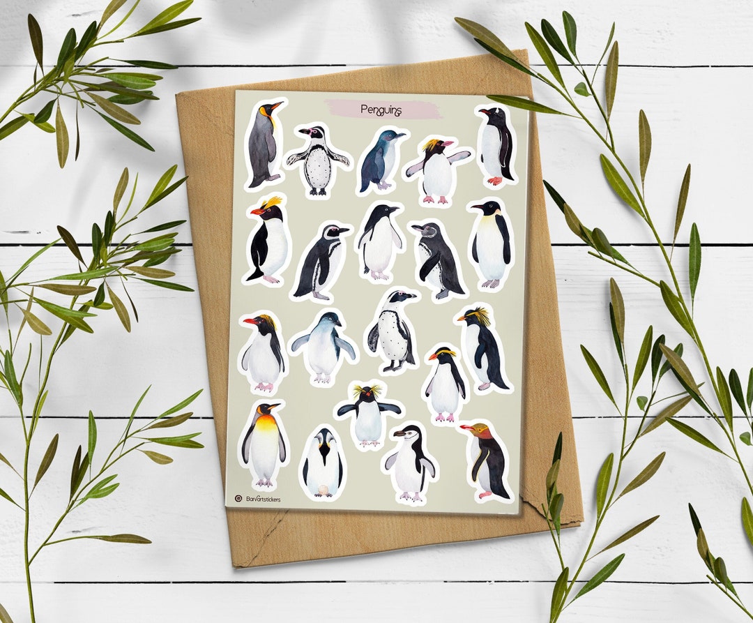 Penguin Stickers. Arctic Animals Watercolour Stickers. Penguins ...