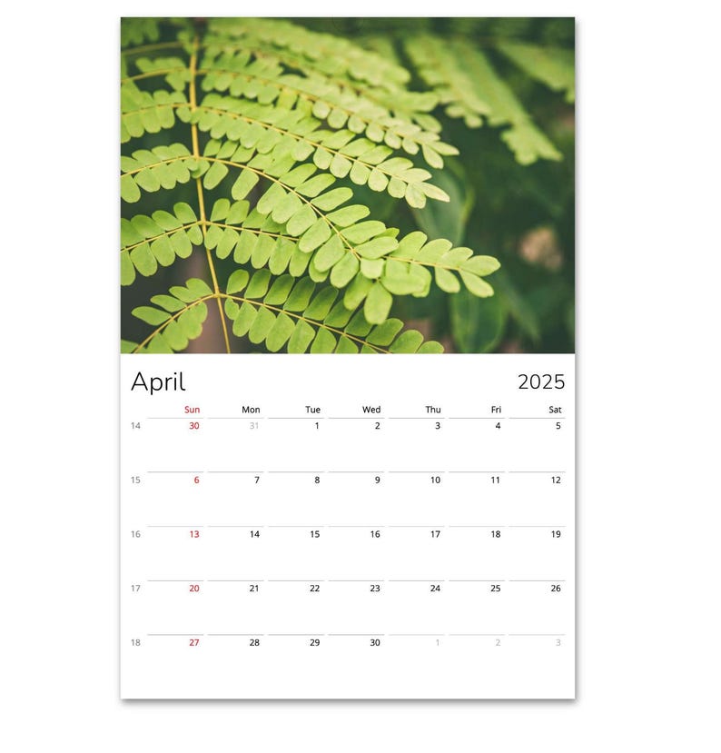 2026 2027 Calendar, Botanical Calendar, Greenery Calendar, Leaves ...