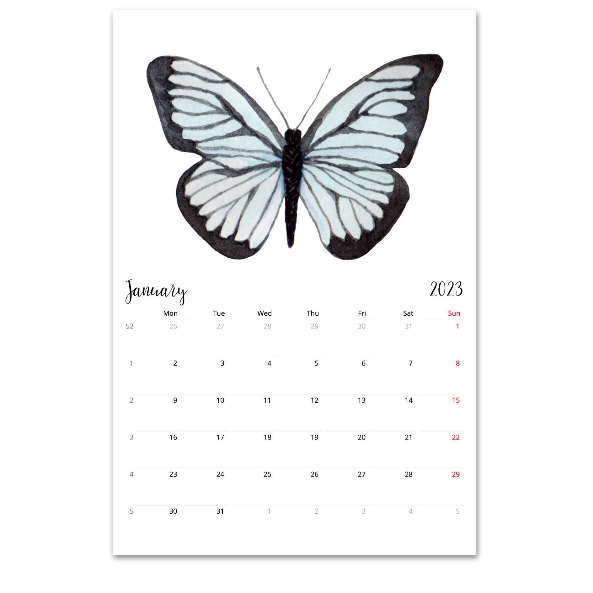 2022 2023 Calendar Butterflies Wall Calendar Retro Calendar 2022 2022 2023 Calendar Butterflies Wall Calendar Retro Calendar 2022