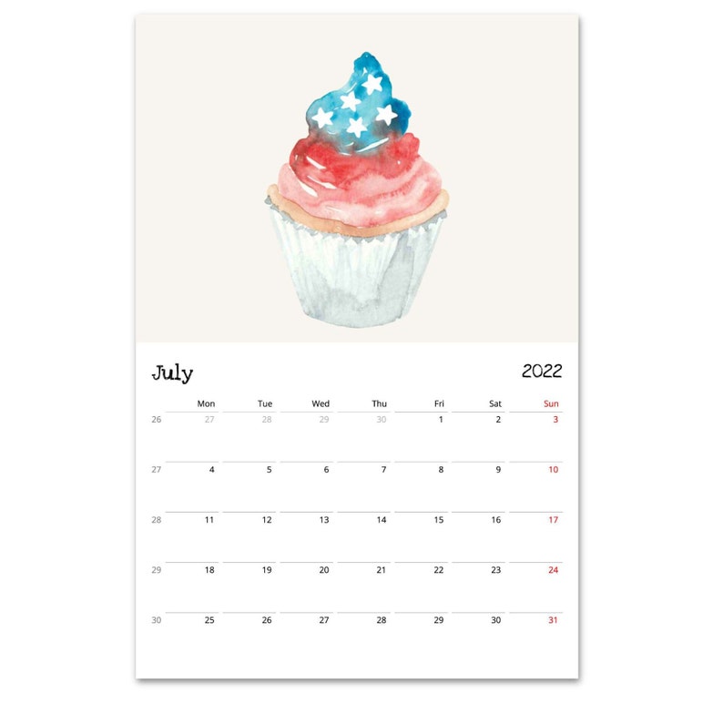 2022 2023 Mid-year Calendar Cupcakes Wall Calendar Hanging - Etsy