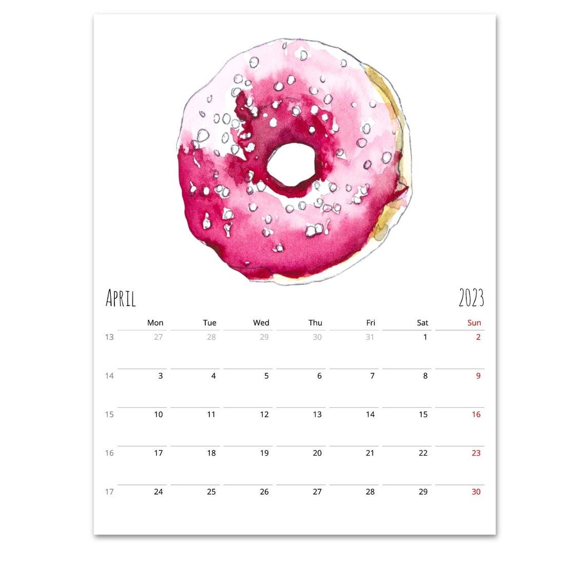 2023 Wall Calendar Donut Calendar Hanging Calendar Sweets - Etsy