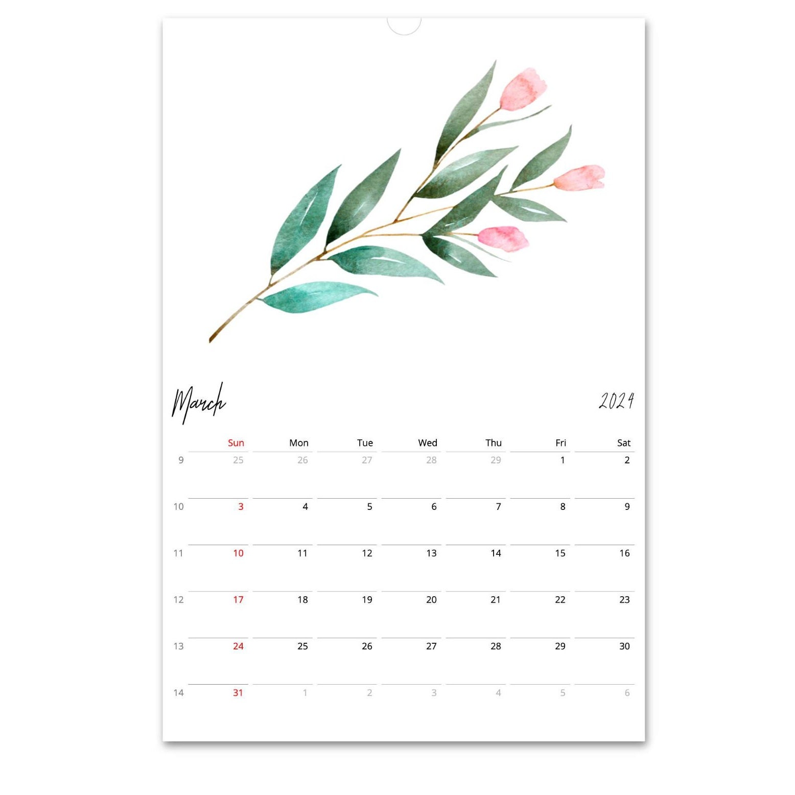 2024 Leafy, Botanical Vertical Wall Calendars sold by Gence Jacqueline ...