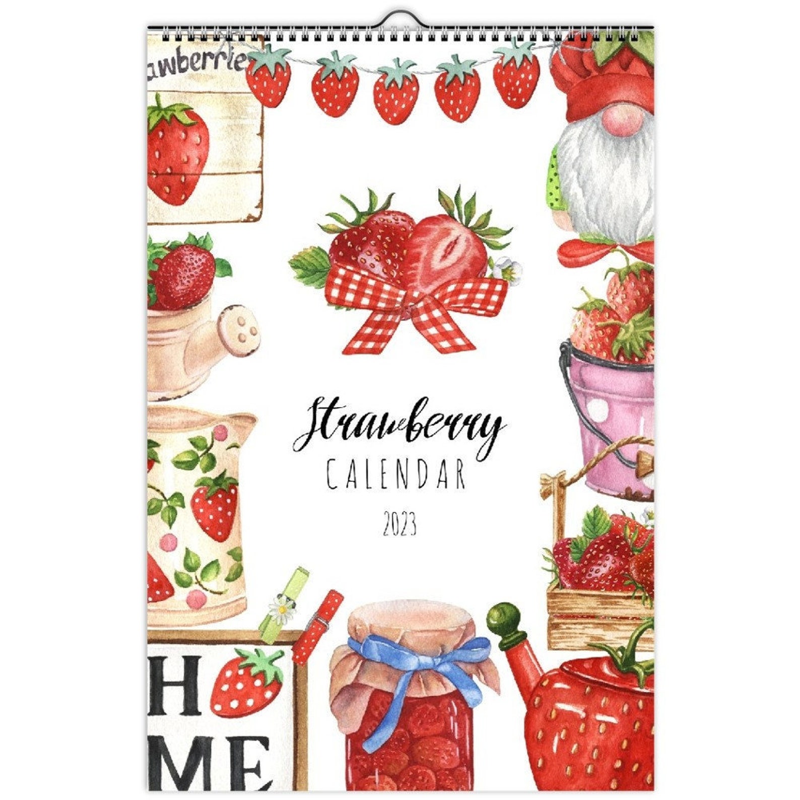 2023 Wall Calendar Strawberry Calendar 2023 2023 Calendar - Etsy