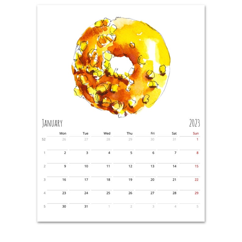 2023 Wall Calendar Donut Calendar Hanging Calendar Sweets - Etsy
