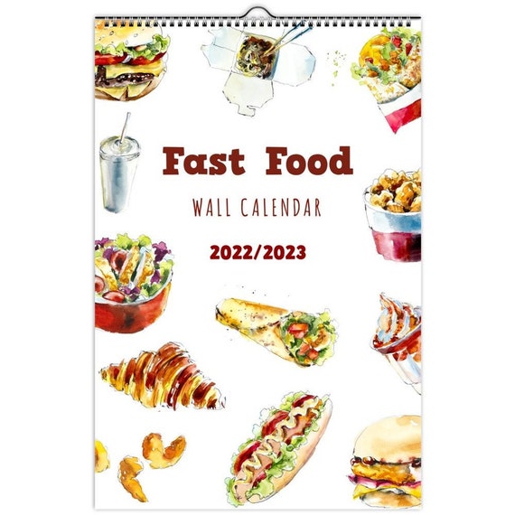 2022 2023 Mid-year Calendar Fast Food Wall Calendar Academic - Etsy
