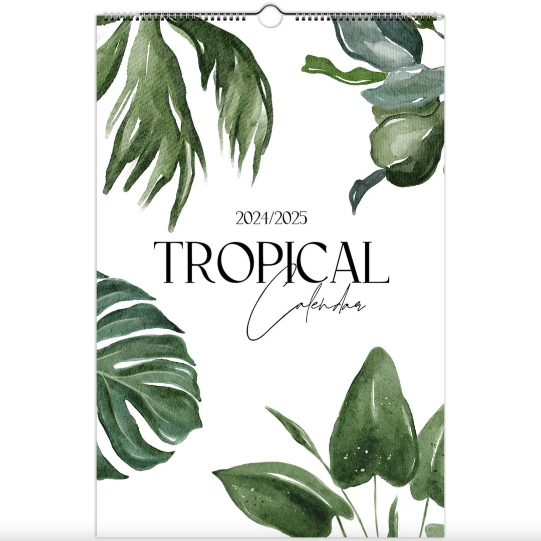 2024 2025 Calendar, Botanical Calendar, Greenery Calendar, Leaves ...