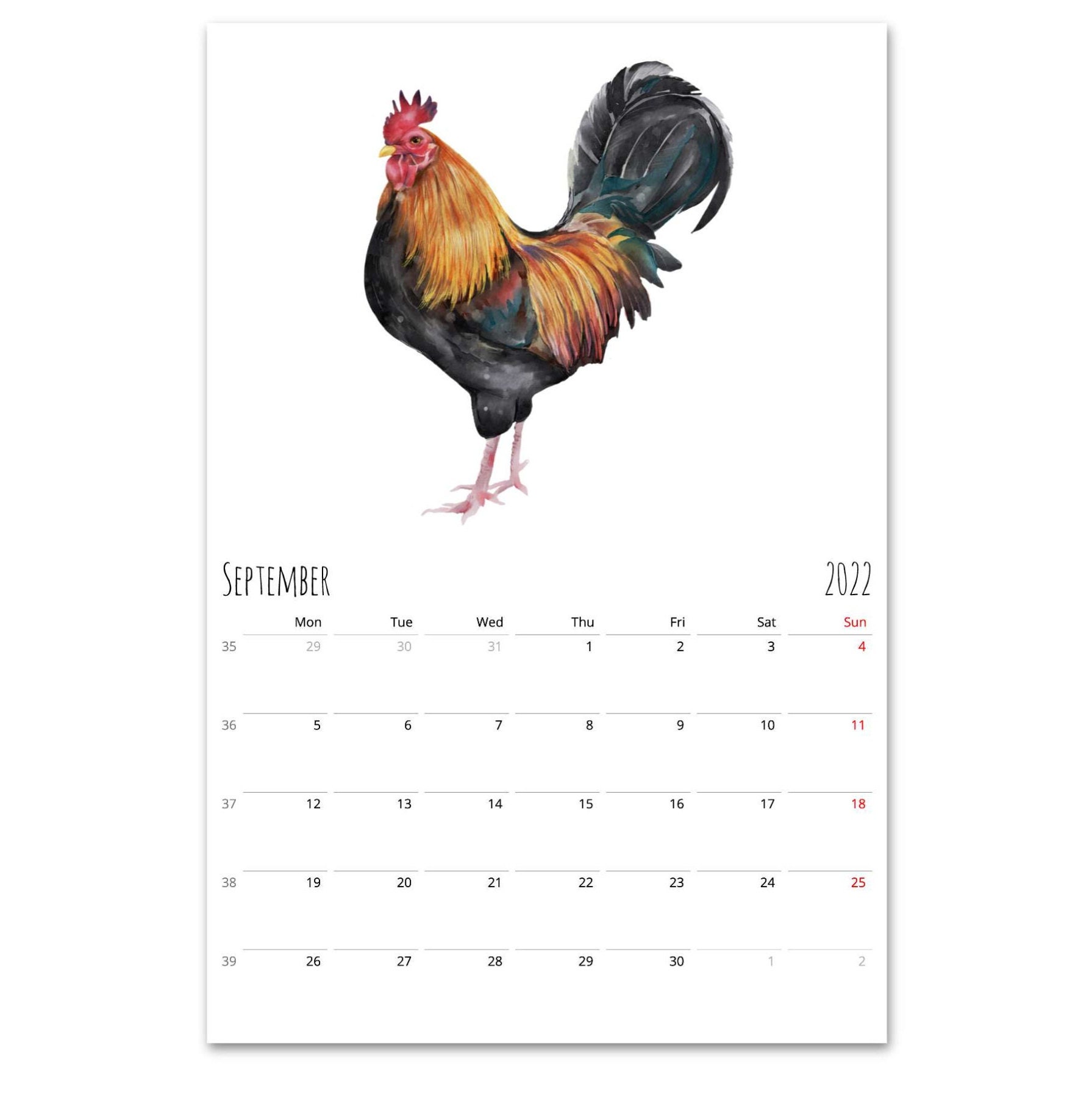 2022 2023 Mid-Year Calendar Farm Animals Wall Calendar - Etsy Schweiz