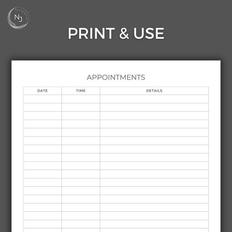 Minimal Appointment Log Printable Appointment Tracker - Etsy