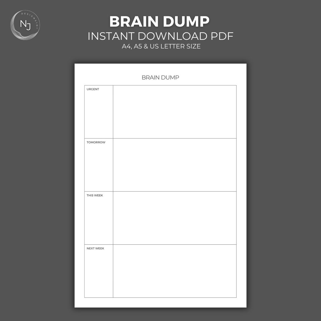 Minimal Brain Dump Printable, Priorities Organizer, Thought Organizer ...