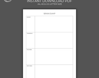 Brain Dump Printable, Thought Organizer, A4, A5, Letter, Printable PDF ...