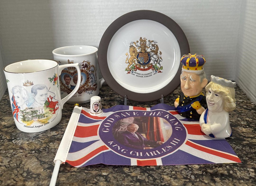 Collection of Royal Family Souvenirs King Charles, Queen Elizabeth II ...