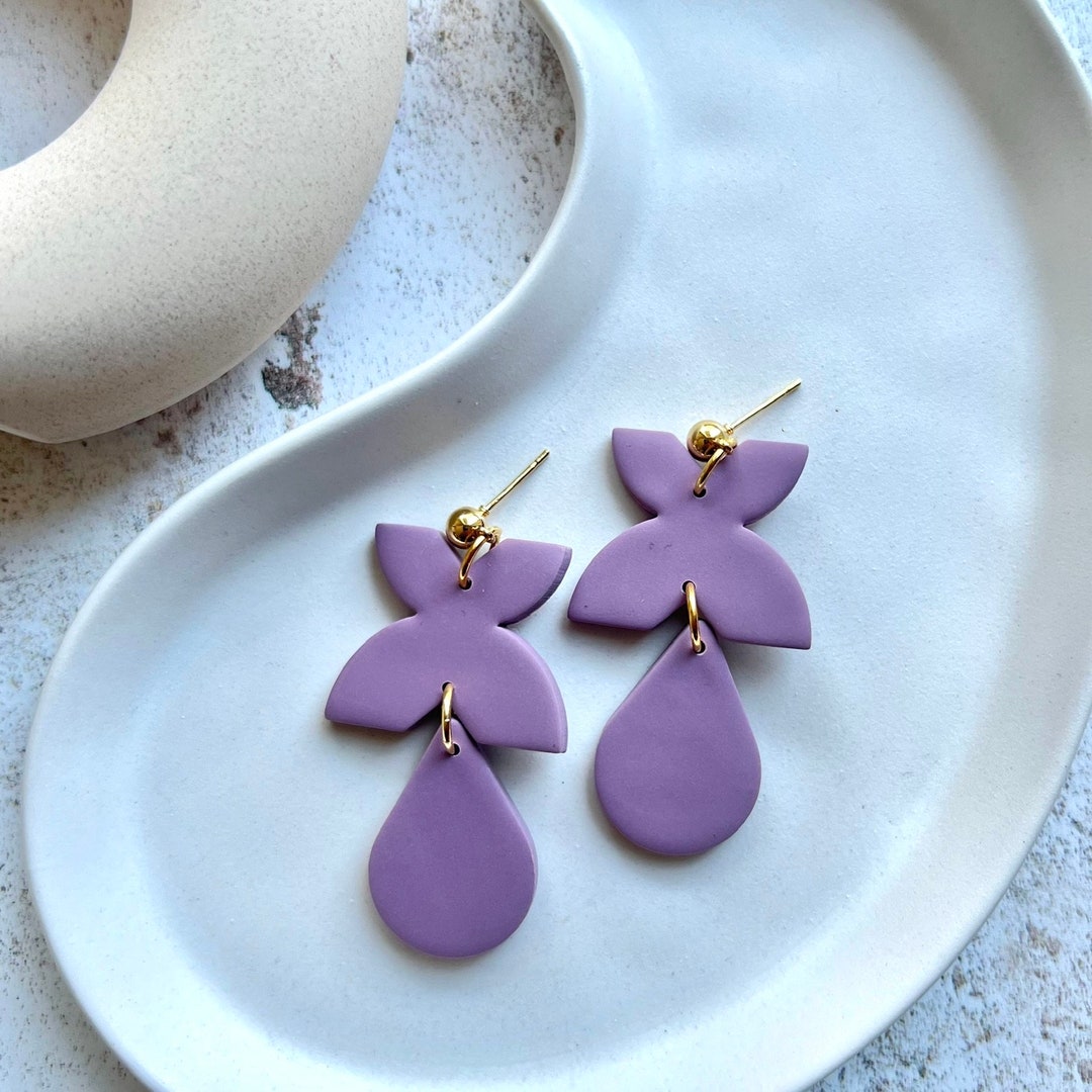 RIDDLE in Lilac Modern Statement Dangle Earrings - Etsy