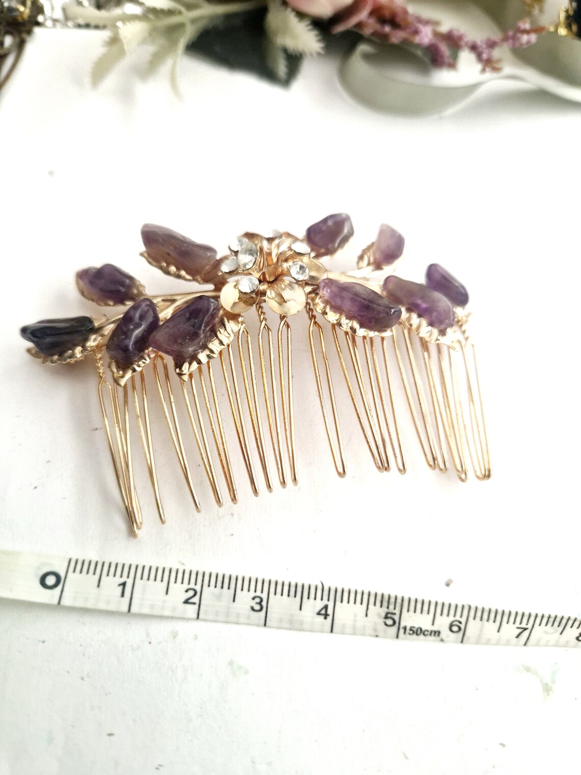Amethyst Hair Comb,vintage Inspired Gold Hair Comb,wedding Hair Comb ...