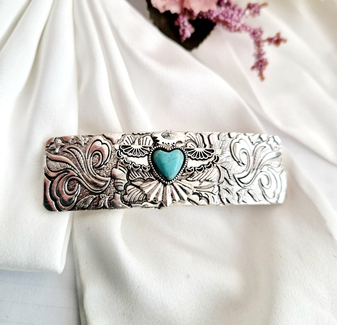 Blue Natural Stone Silver Celtic Barrette Large,silver Barrette Clip ...