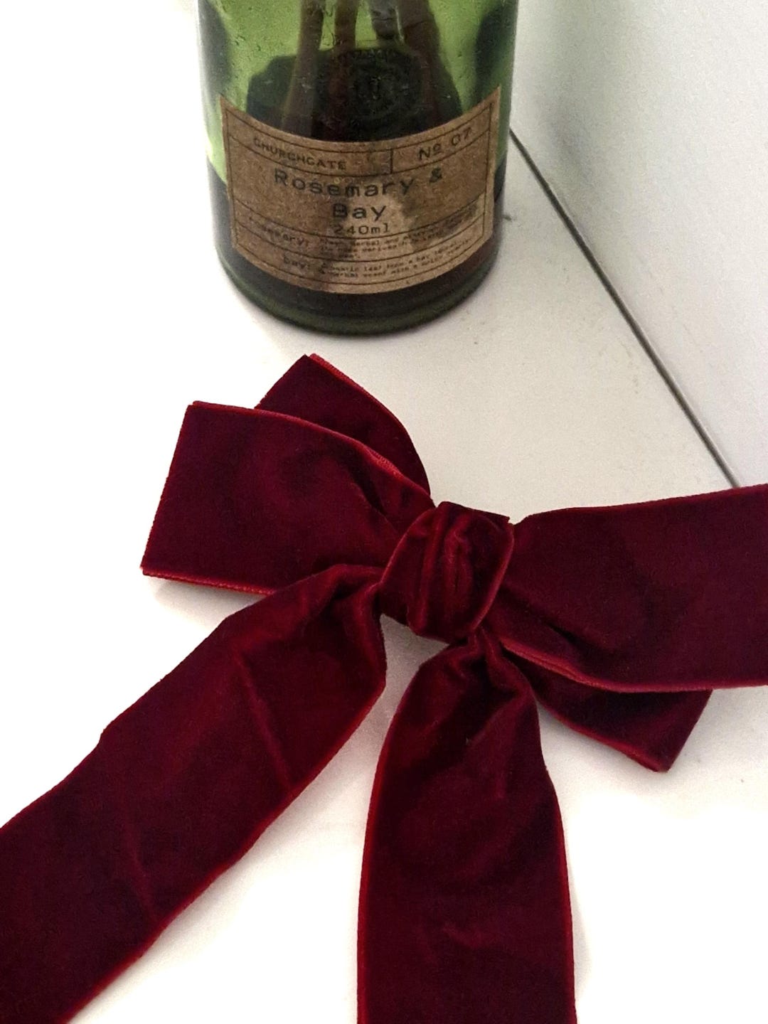 Burgundy Velvet Bow Clip, Long Tailed, Christmas Hair Bow, Handmade ...