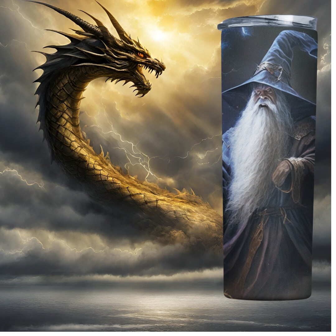 20oz Tumbler of Wizard Practicing Sorcery, Wizard Travel Tumbler ...