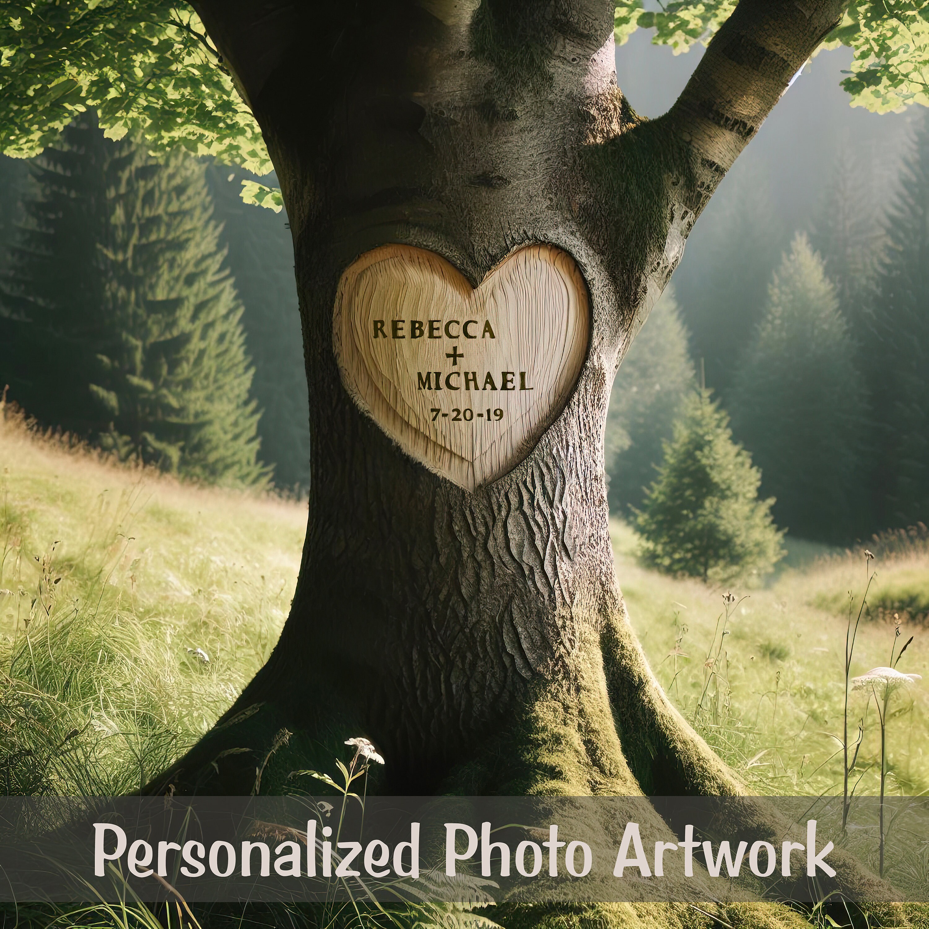 Heart Carved In Tree Generator