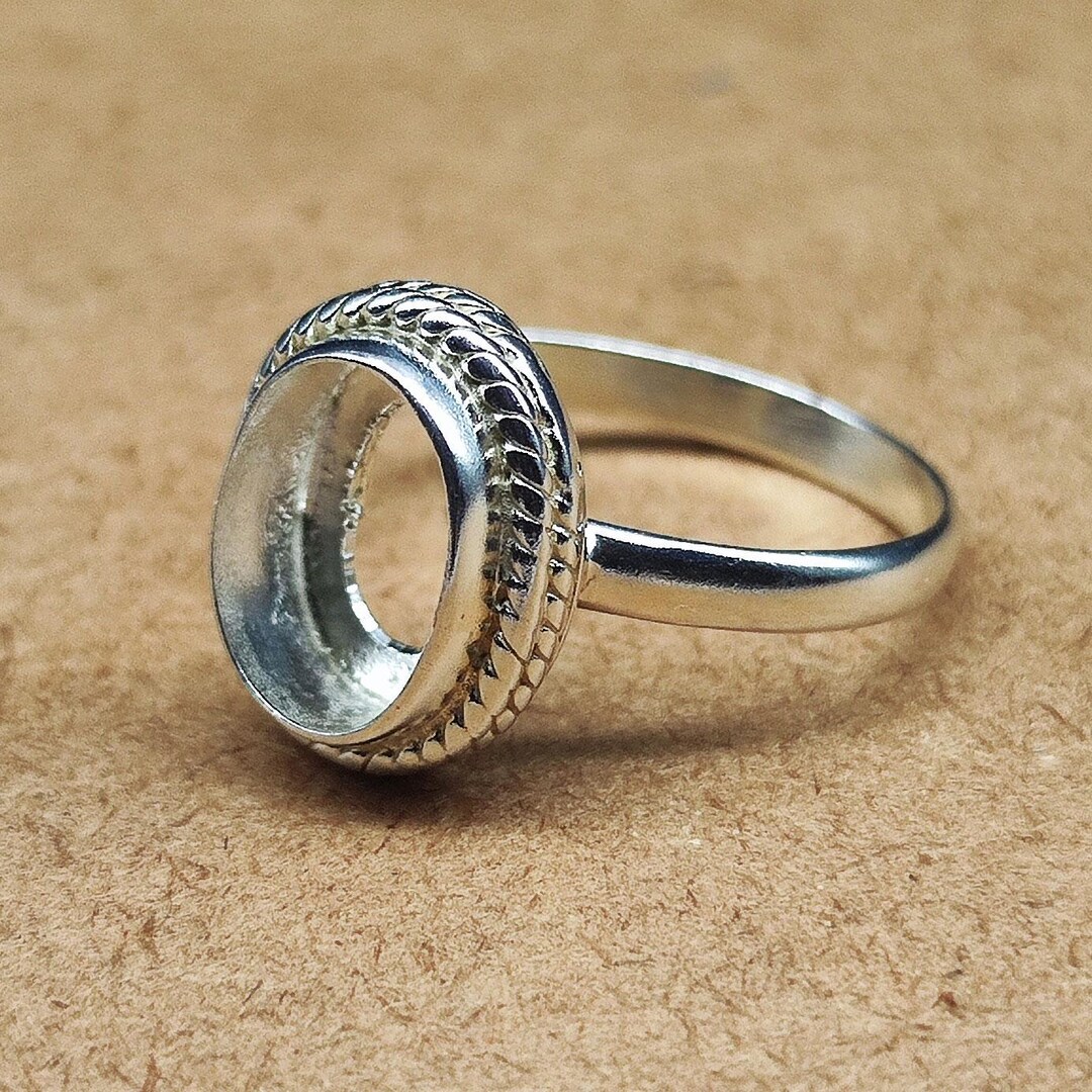Handmade Sterling Silver Plated Bezel Cup Ring, Oval Cabochon Blank - Etsy