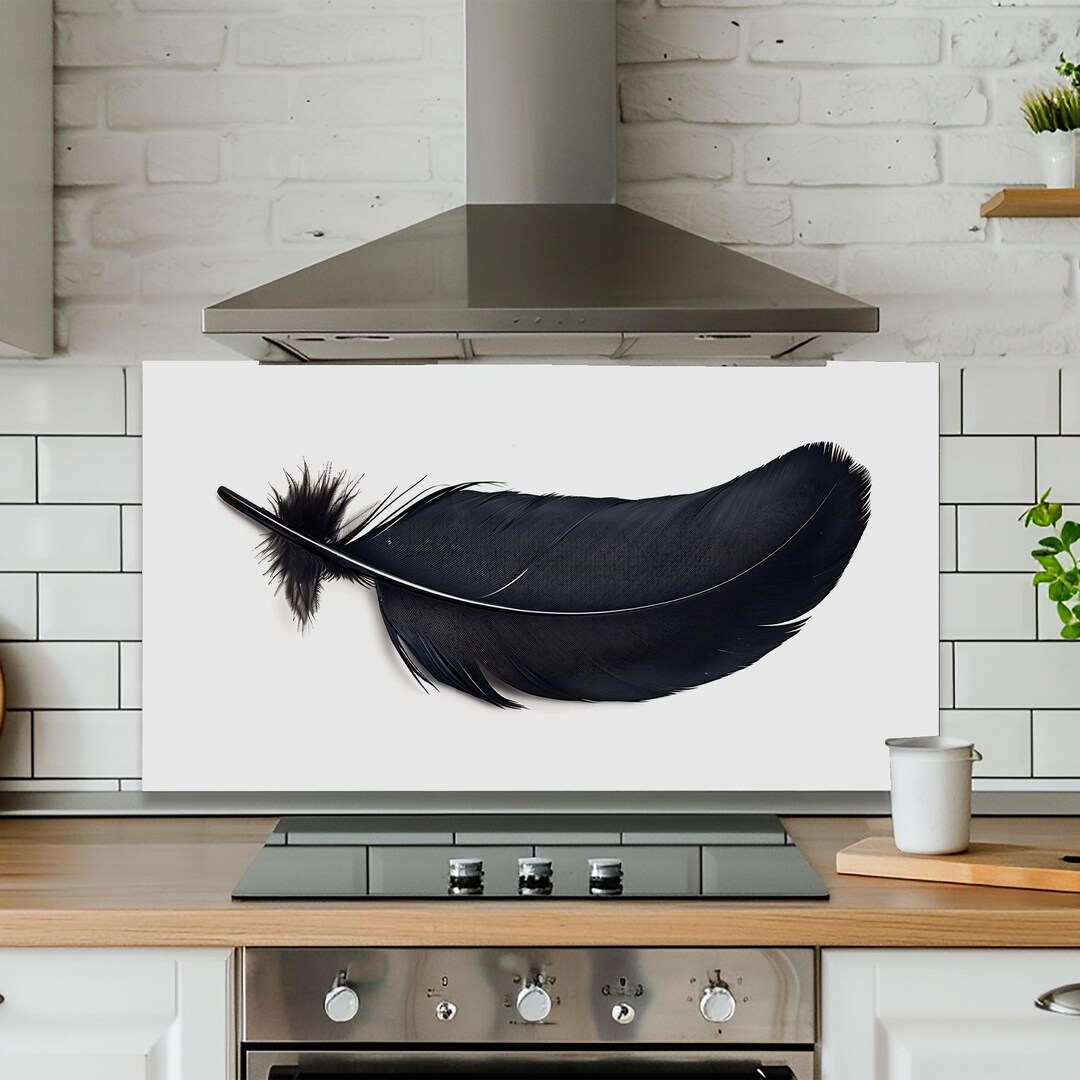 Minimal Glossy Kitchen Wall Panel – Heat Resistant Modern Glass Decor ...