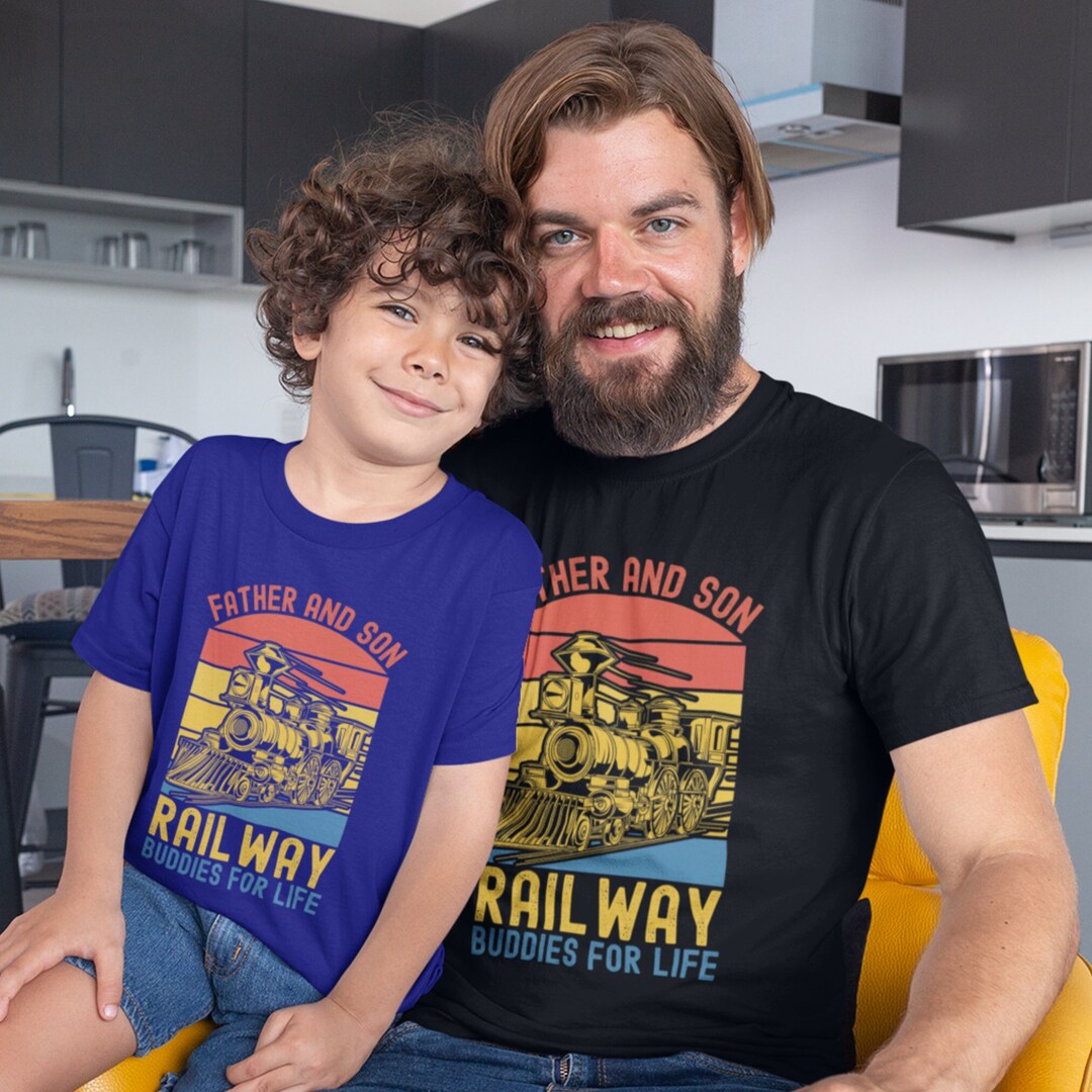 Matching Father and Son Train T-shirt, Personalised Fathers Day Railway ...