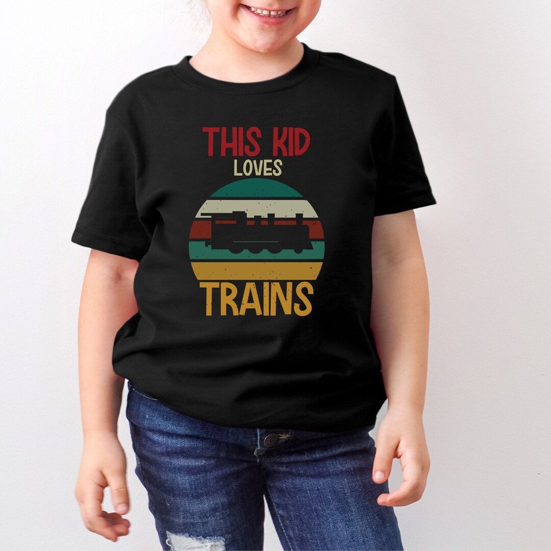 Kids Train Railway T-shirt, This Kid Loves Trains, Boys Girls Train ...