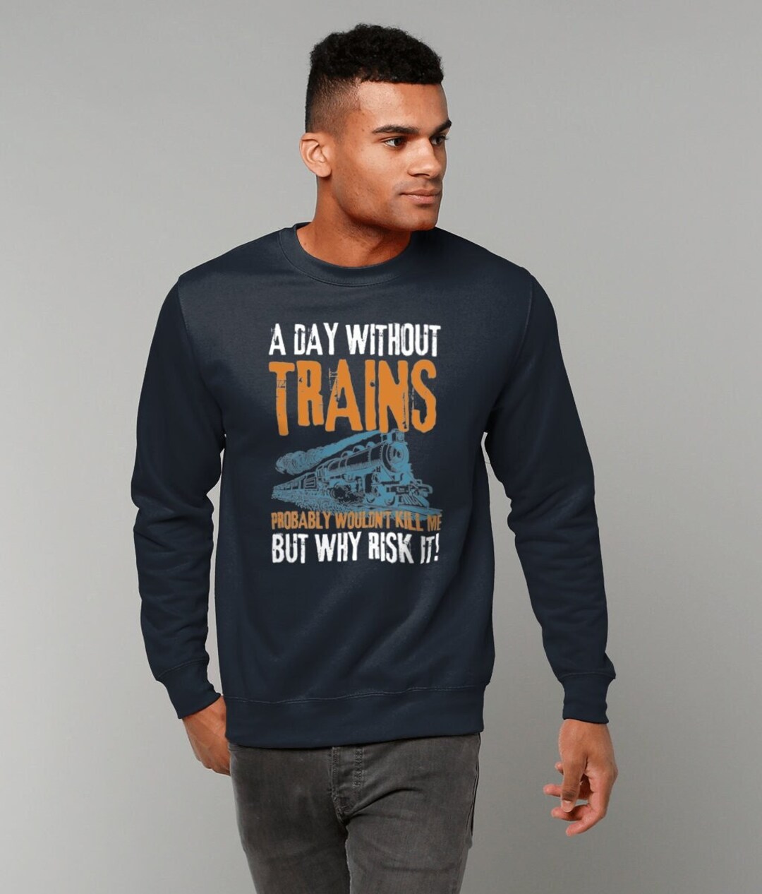 Funny Mens Train Sweater Funny Train Gift for Men Train Sweatshirt ...