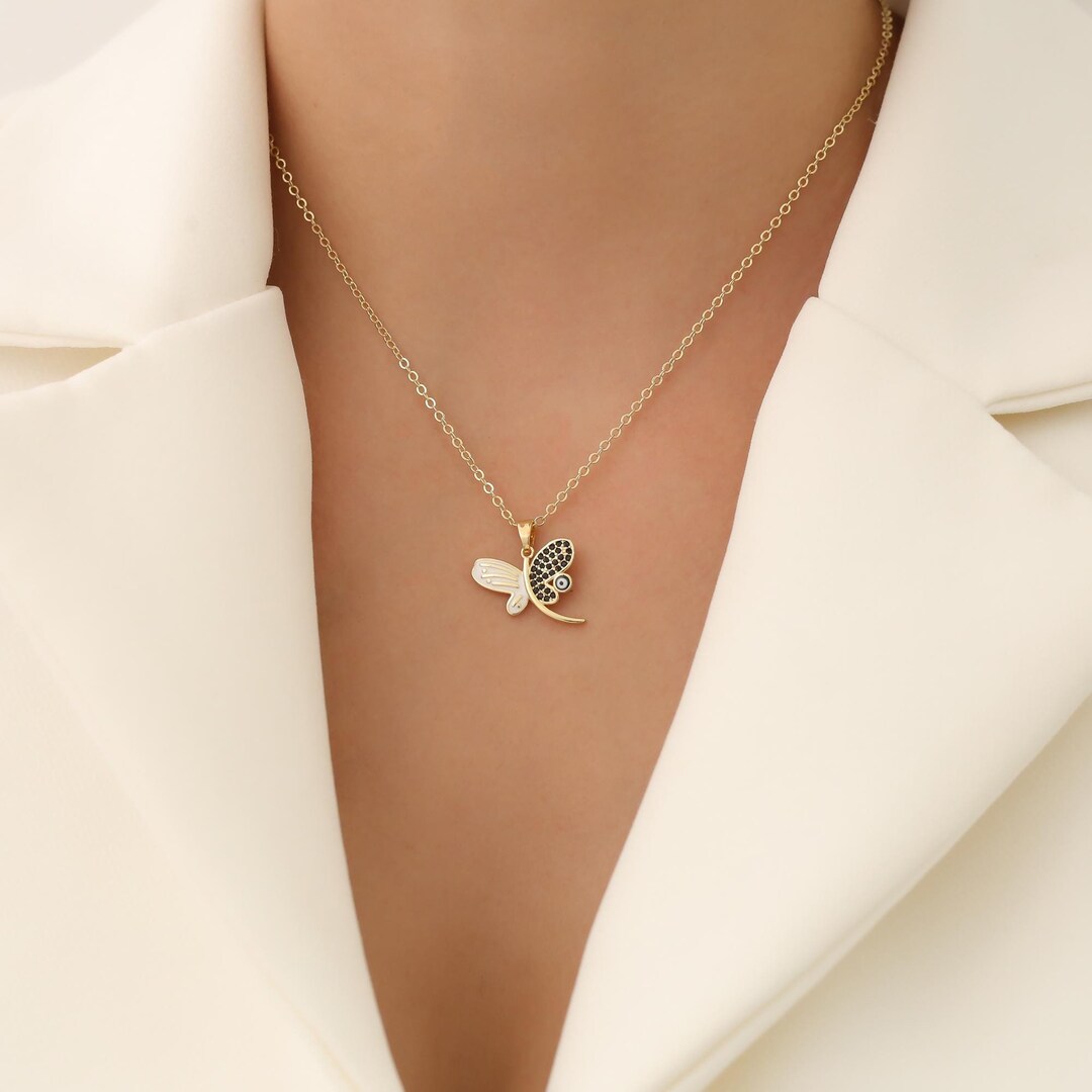 18K Gold Filled Evil Eye Dragonfly Necklace: Protection Jewelry - Etsy
