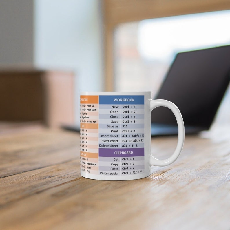 Excel Mug Excel Shortcuts Cheat Sheet Mug Excel Cheat Sheet Etsy
