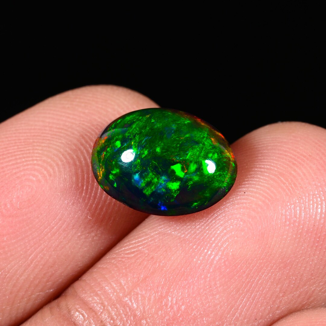 2.50 Ct Natural Ethiopian Black Opal Cabochon | Oval Red Green Fire ...