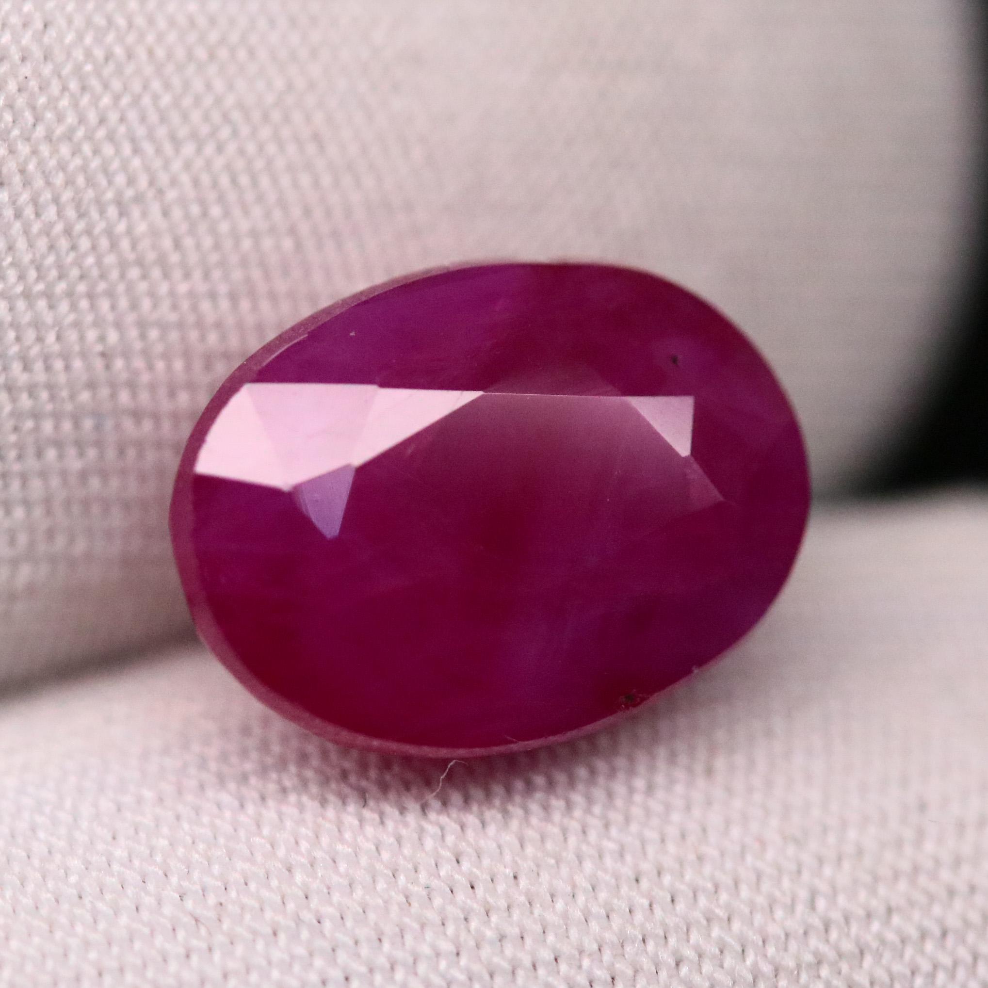 4.35 Ct Natural Ruby Gemstone | Oval Faceted Pinkish-red Manik Stone ...