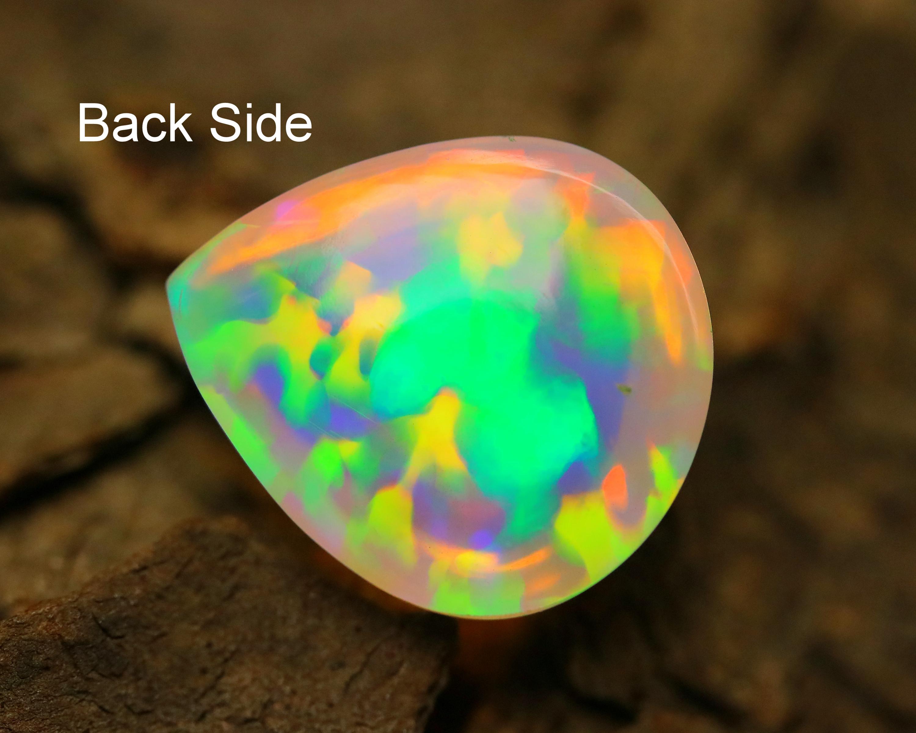 Natural Ethiopian Opal – Neon Fire Play | 10.9 Carats | Freeform Shield ...