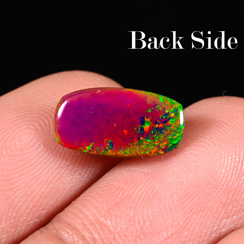 3.80 Ct Beautiful Multi Fire Ethiopian Opal Gemstone, Smoked Black ...