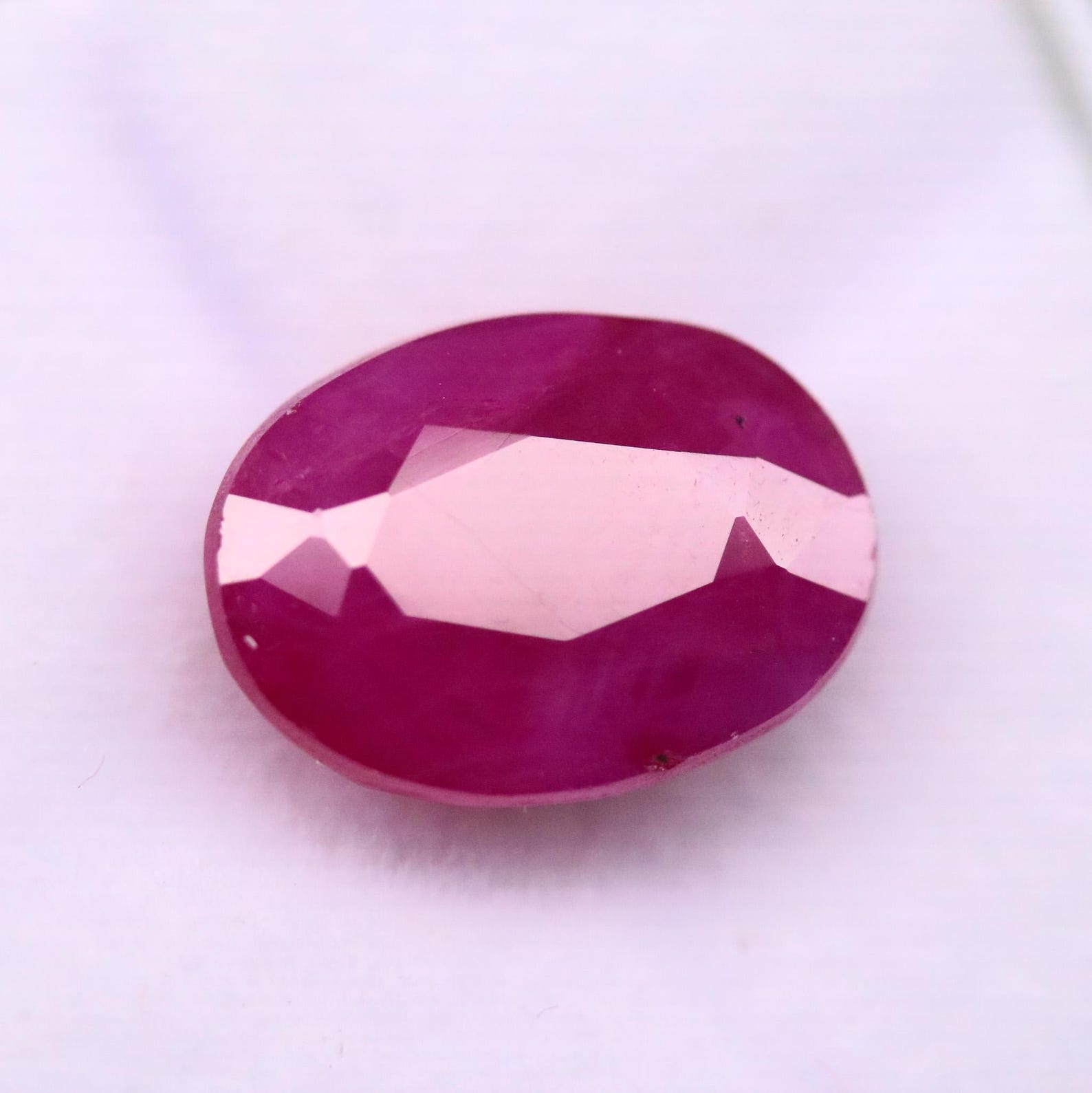 4.35 Ct Natural Ruby Gemstone | Oval Faceted Pinkish-red Manik Stone ...