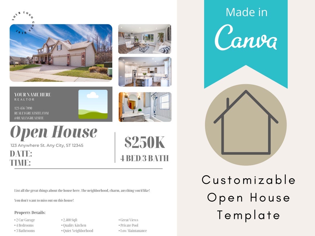 Realtor Farmhouse Open House Template - Etsy