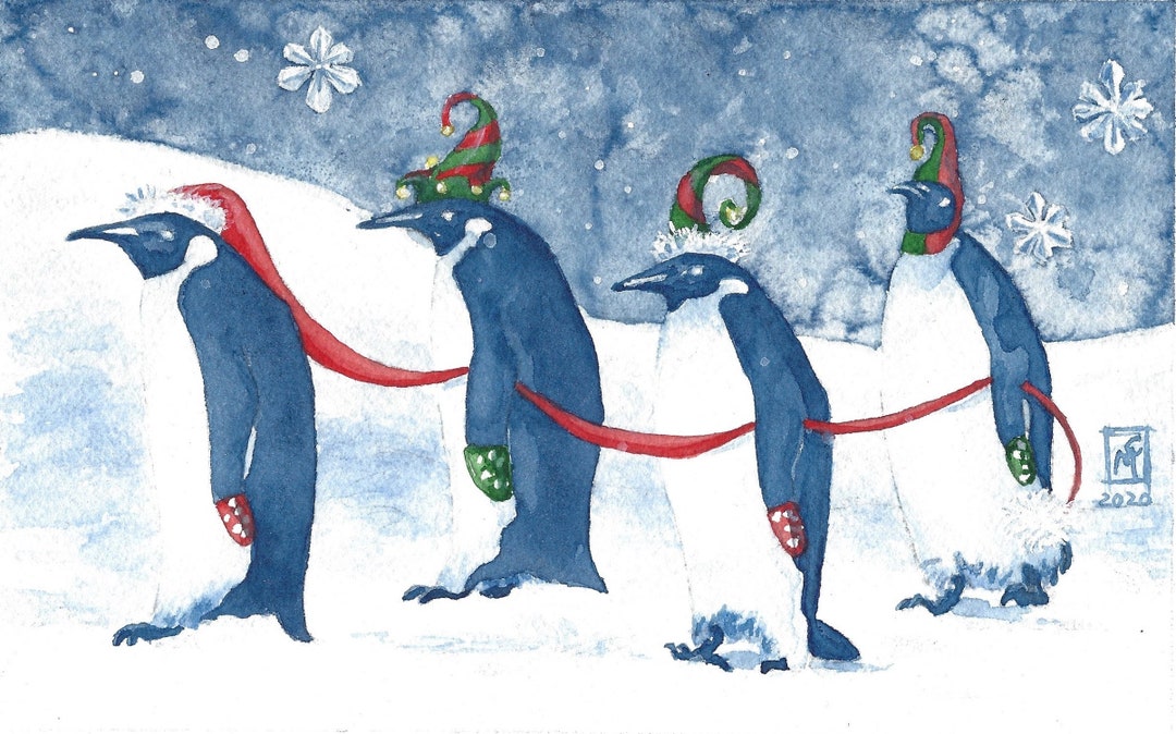 Penguins on Parade, Mini Print - Etsy