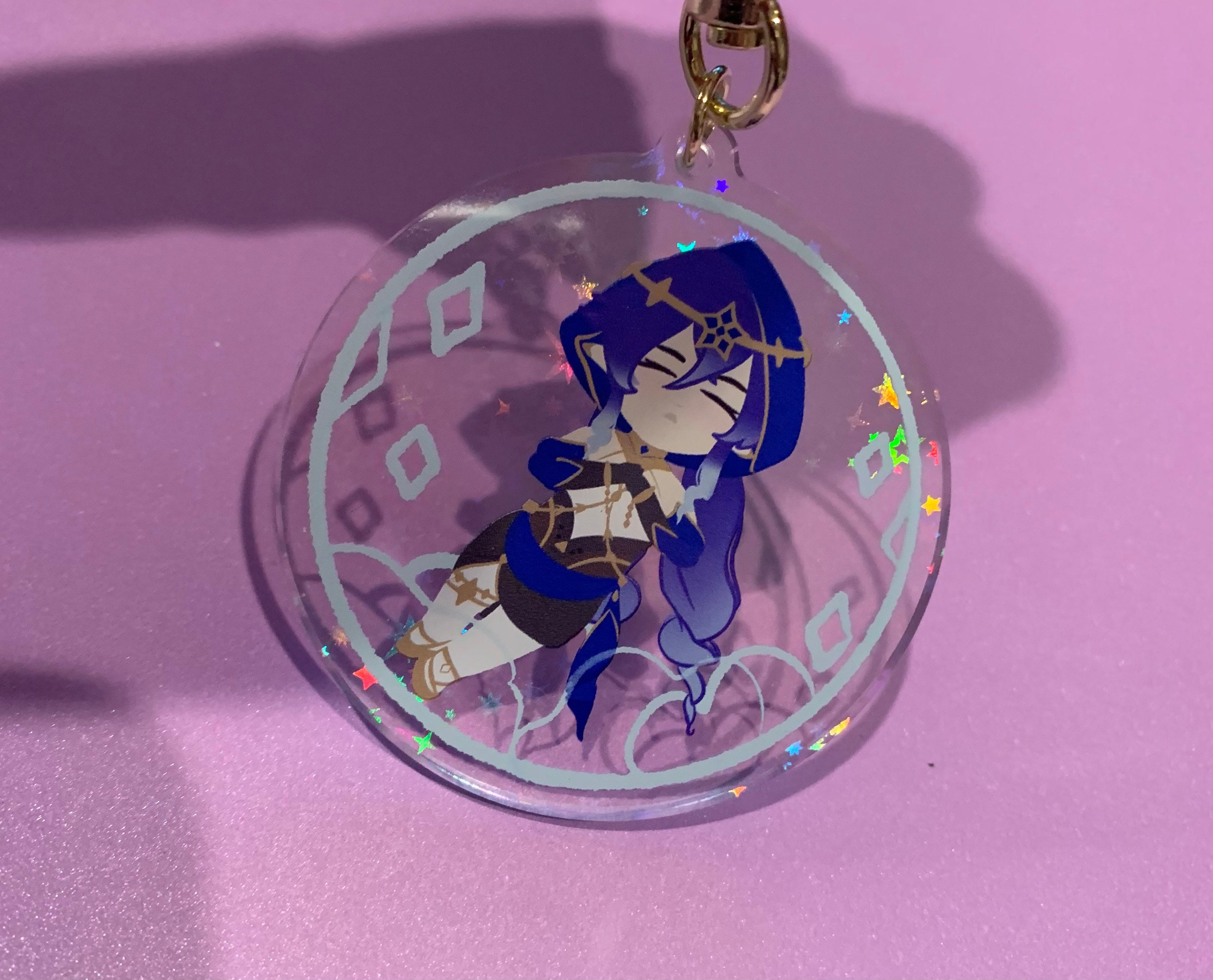 Genshin Impact Layla Chibi Acrylic Holographic Keychain - Etsy