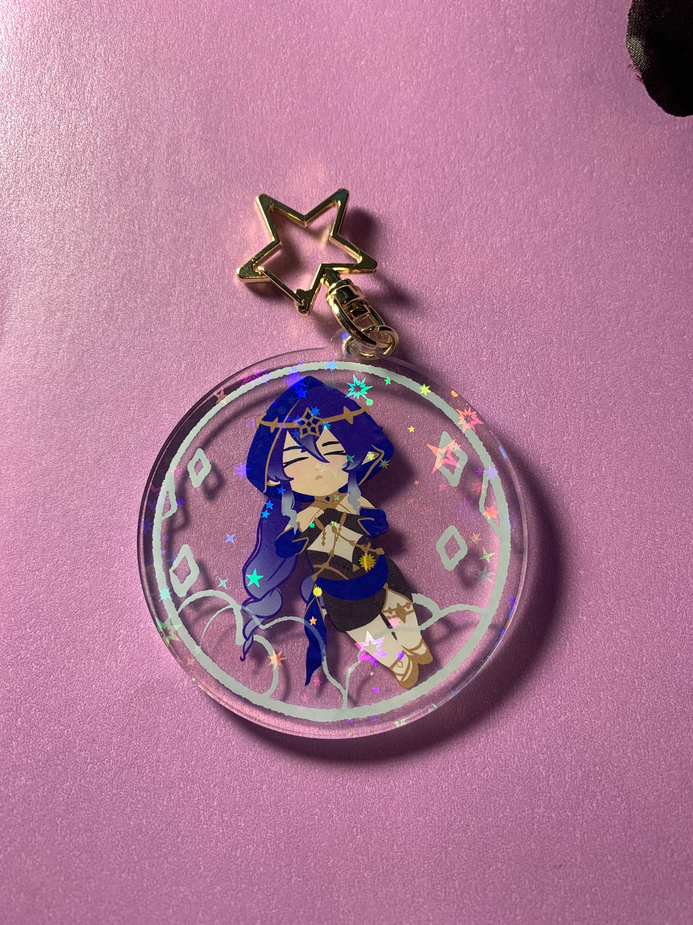 Genshin Impact Layla Chibi Acrylic Holographic Keychain - Etsy
