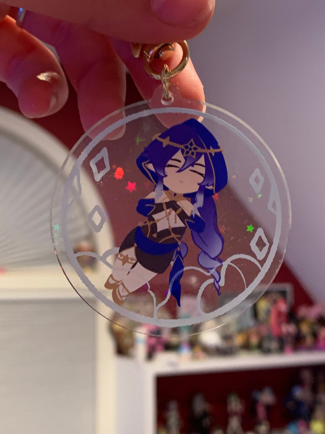 Genshin Impact Layla Chibi Acrylic Holographic Keychain Genshin Layla ...