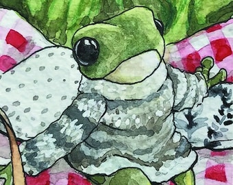 Frog Picnic Print - Etsy Australia