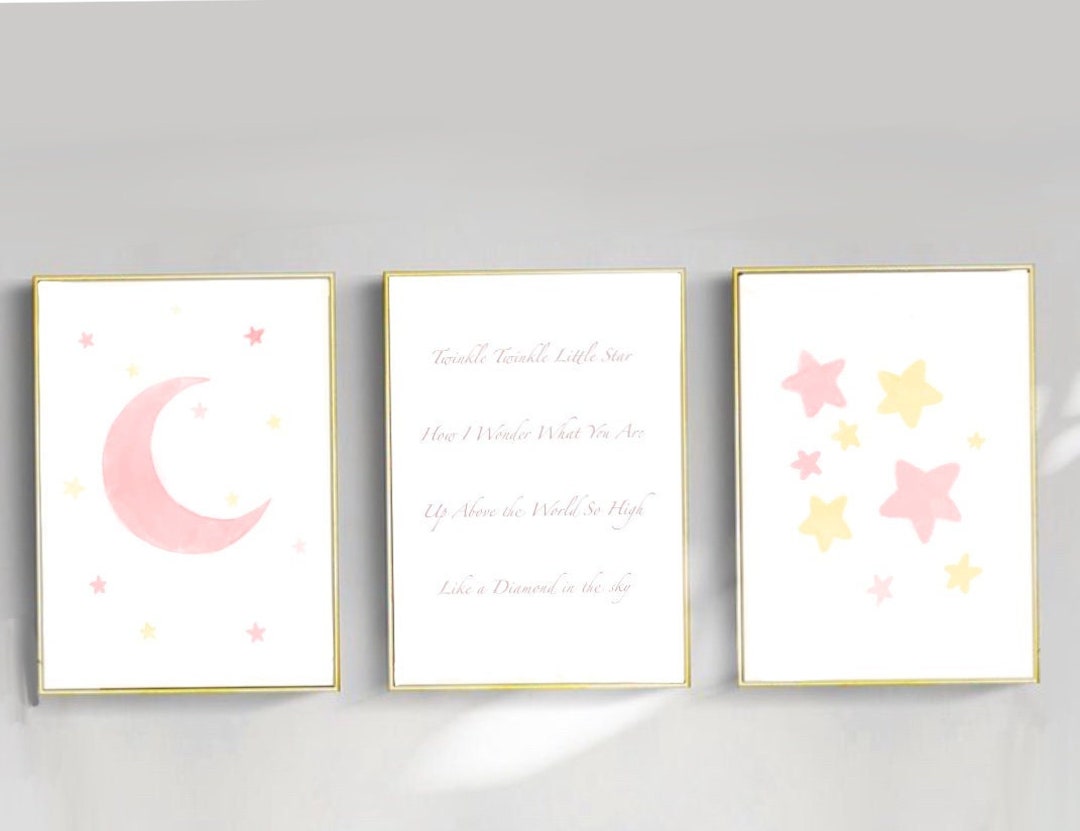 Star Nursery Art Boho Nursery Baby Girl Nursery Moon and Star Prints ...
