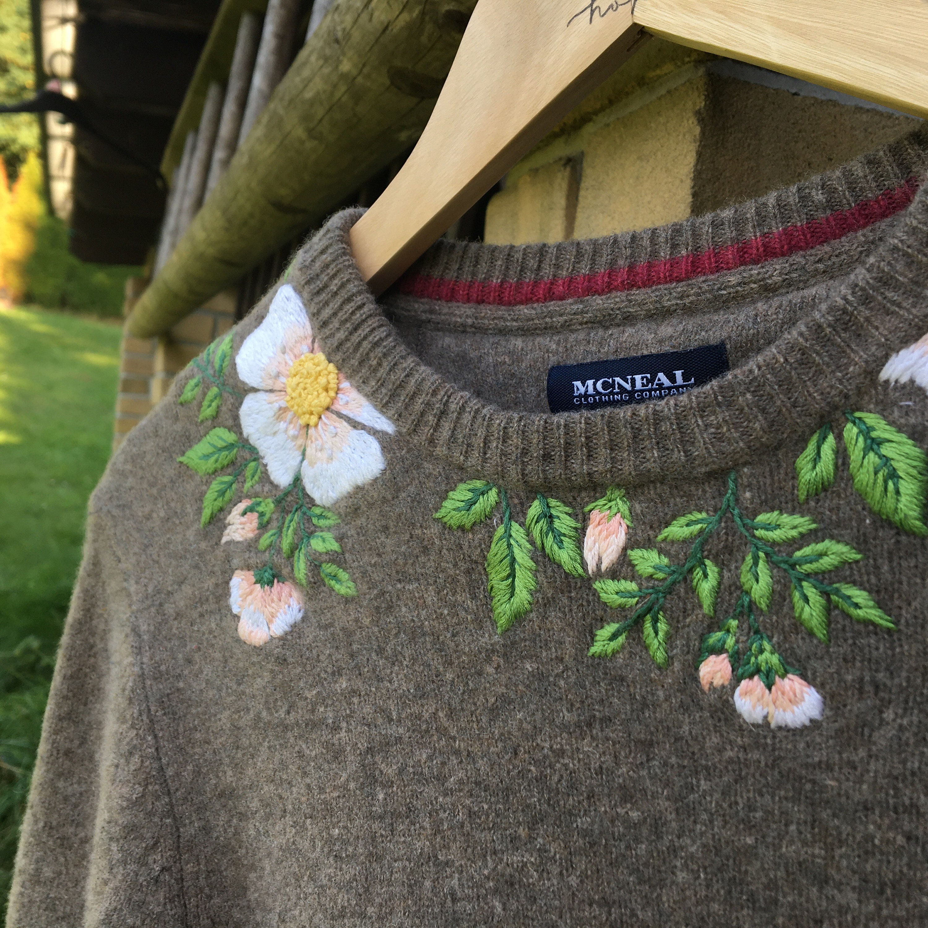 Hand Embroidered Floral Sweater - Etsy