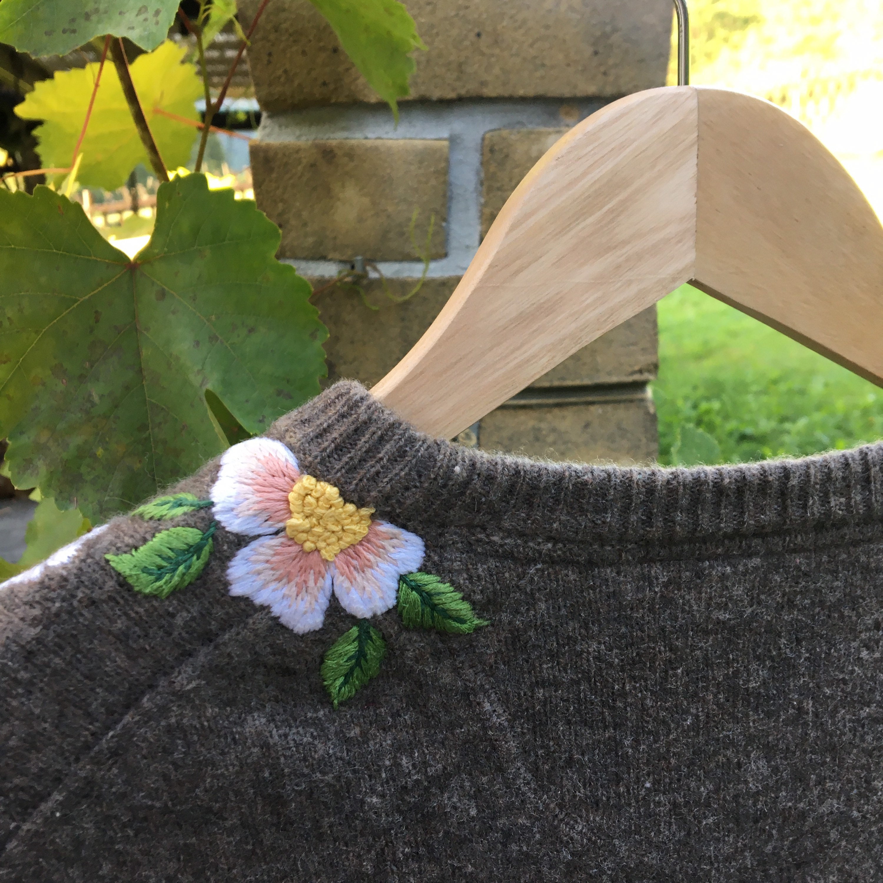 Hand Embroidered Floral Sweater - Etsy