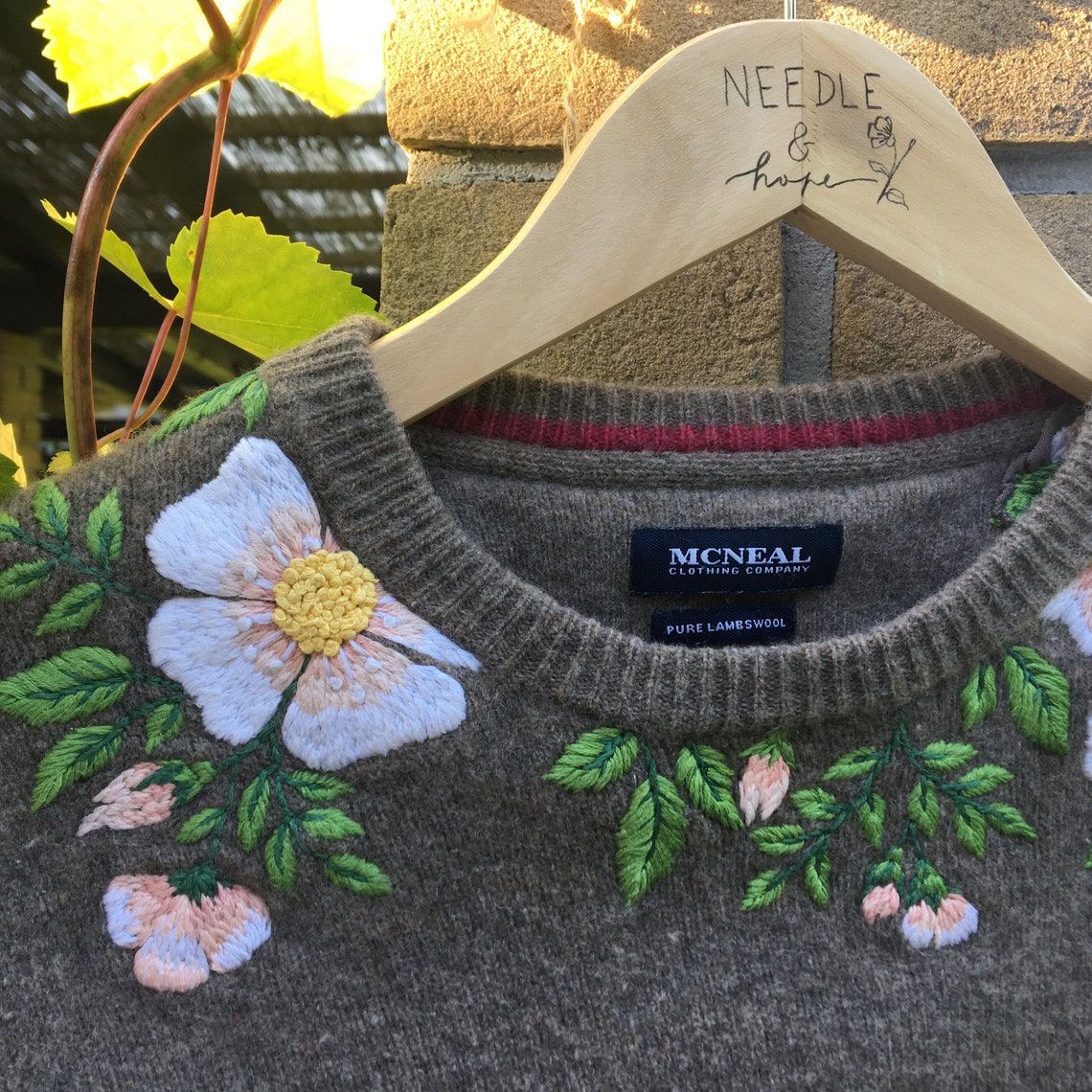 Hand Embroidered Floral Sweater - Etsy