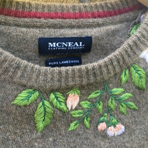 Hand Embroidered Floral Sweater - Etsy